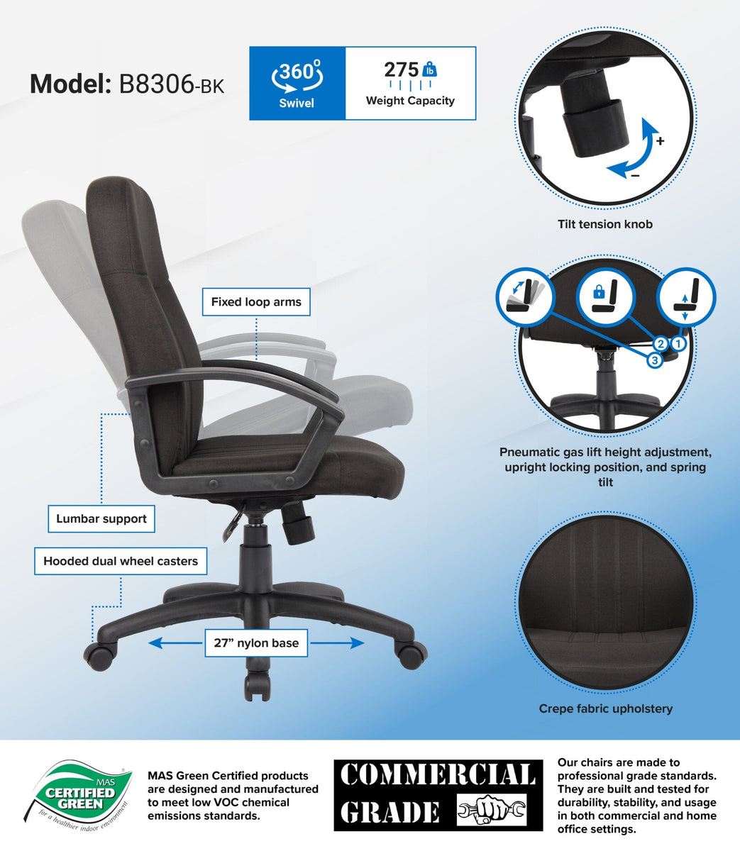 Boss Executive Fabric Office Chair [B8306] – Office Chairs Unlimited ...