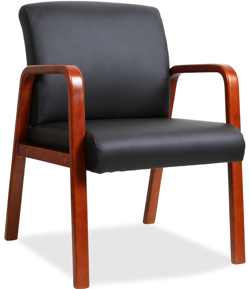 Lorell Wood Finish Bonded Leather Guest Chair [LLR4020] – Office Chairs ...