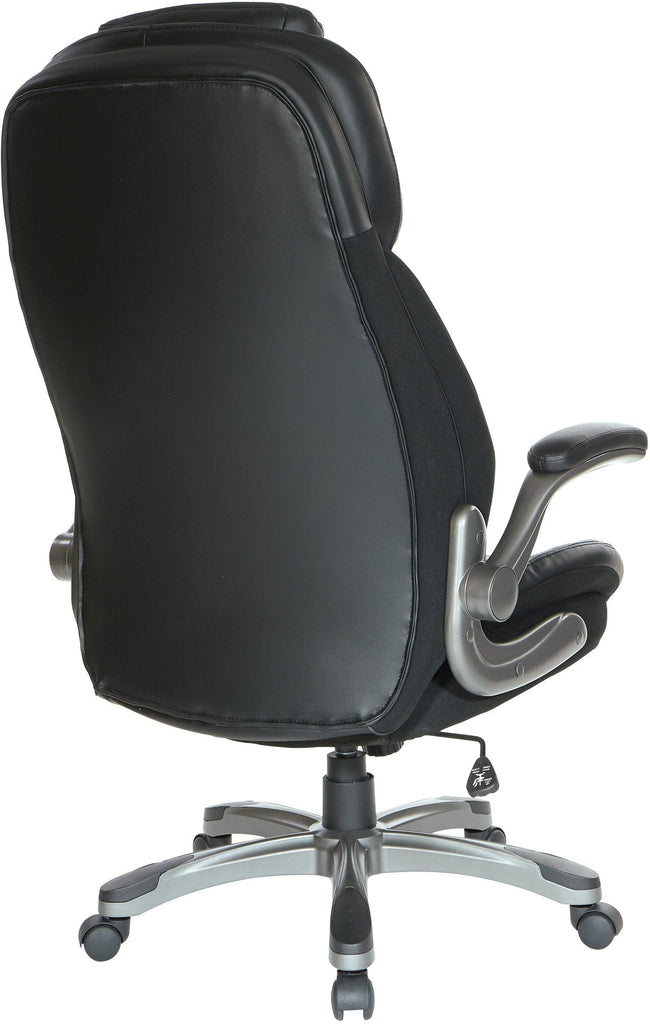 Office Star Bonded Leather Executive Chair with Padded Flip Arms [ECH6 ...