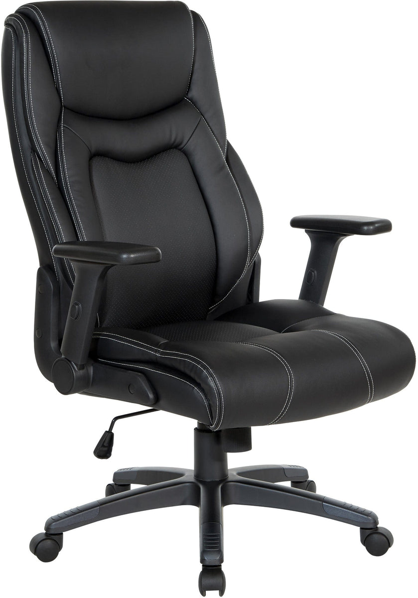 Office Star Exec Bonded Leather Office Chair with Height Adjustable Fl ...