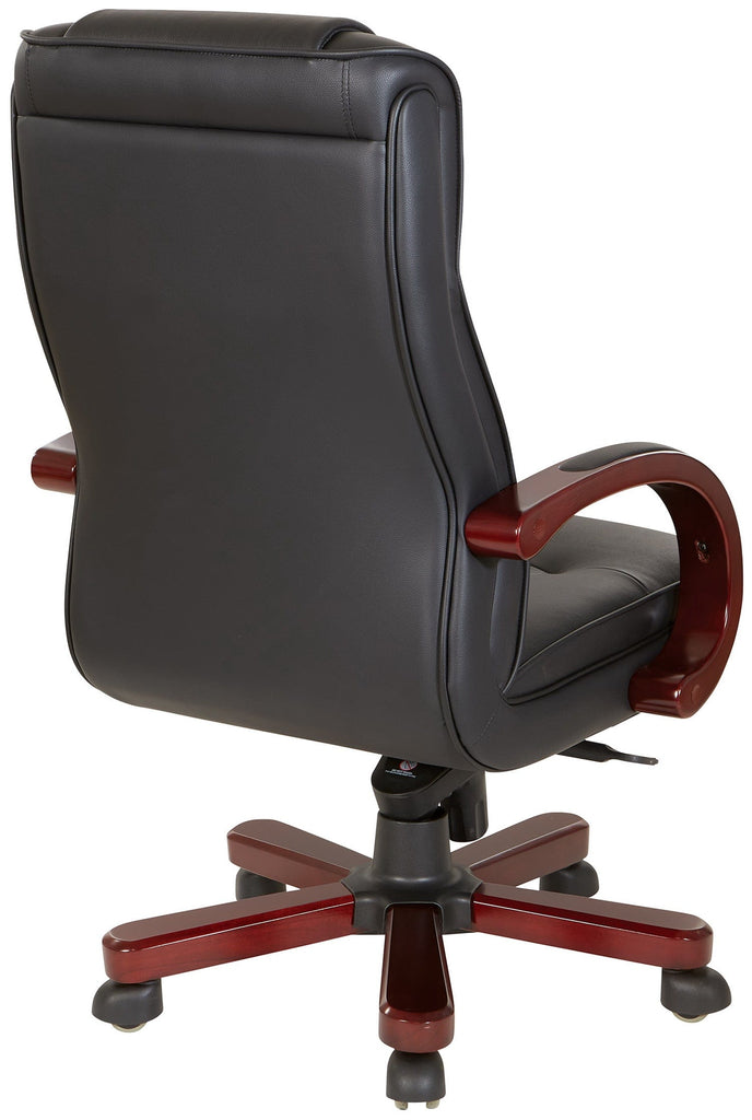 Office Star Genuine Leather Executive Chair with Royal Cherry Finish ...