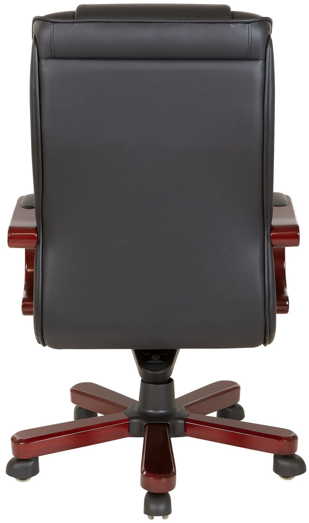 Office Star Genuine Leather Executive Chair with Royal Cherry Finish ...