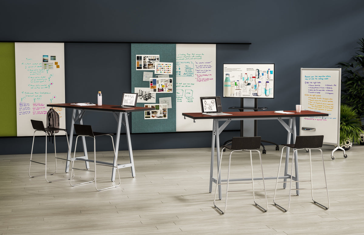 Safco Spark Teaming Table, 60" x 20" Rectangular Worksurface, 42"H Sil ...