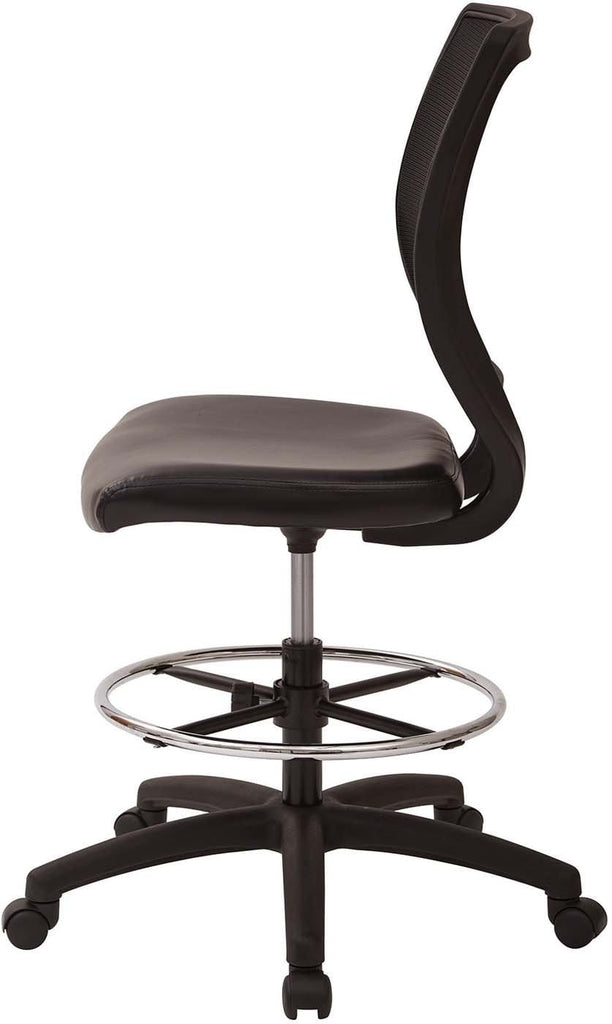 Deluxe Woven Mesh Back Armless Drafting Chair, Black Vinyl Seat [DC510 ...