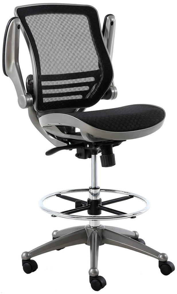 Harwick Evolve All Mesh Heavy Duty Drafting Chair - Gunmetal Finish [2 ...